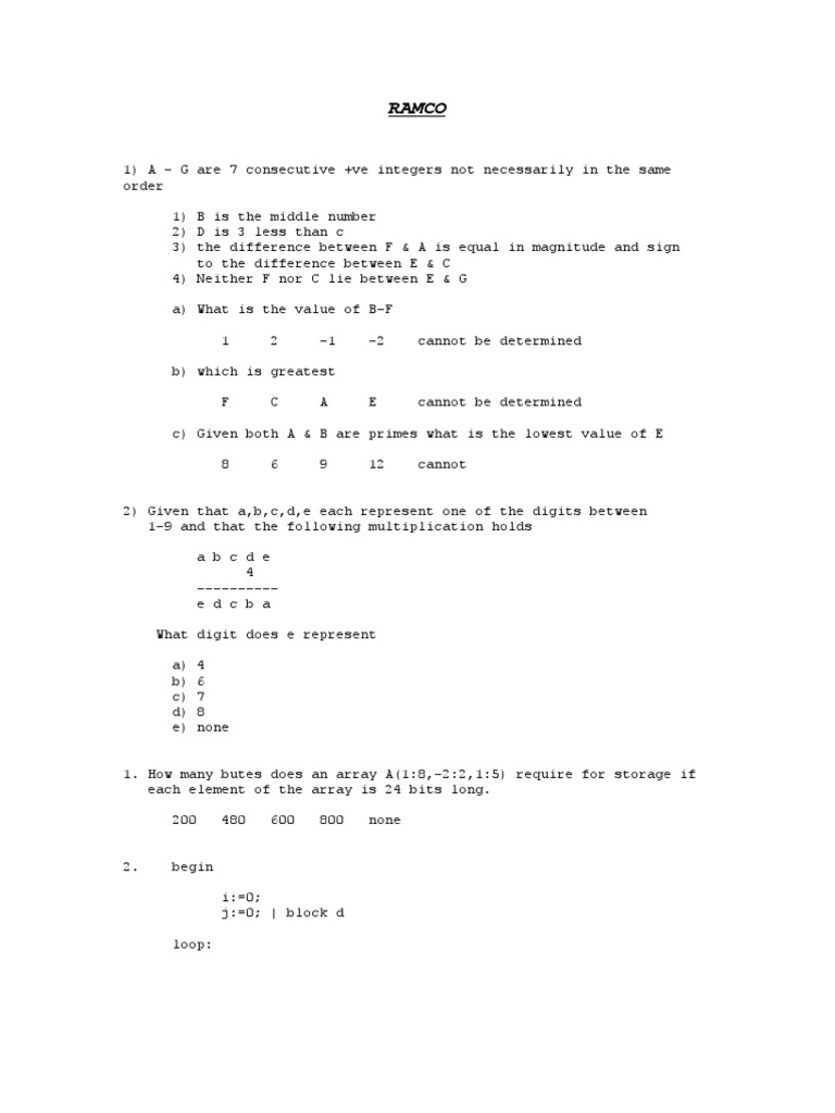 Ramco 1 | PDF | Programming Paradigms | Numbers
