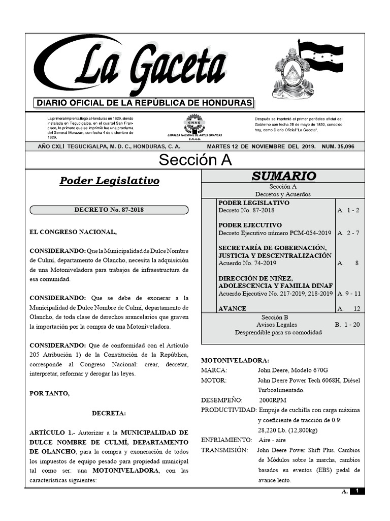 La Gaceta- Decreto Ley de Educación Inclusiva Honduras | PDF | Honduras | Desarrollo sostenible