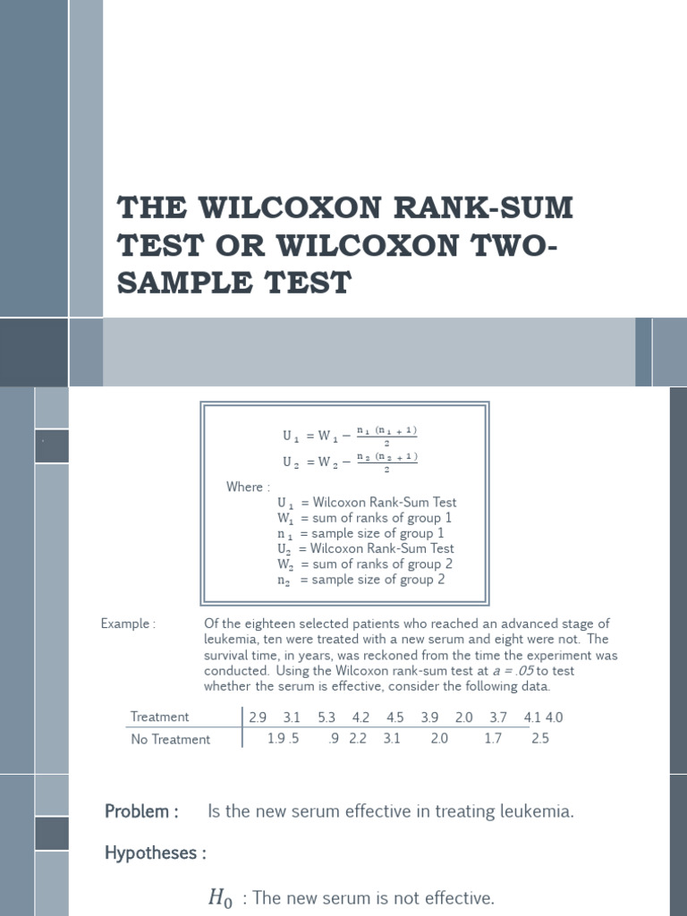 Wilcoxon Test: Serum Effectiveness | PDF | Mann–Whitney U Test ...