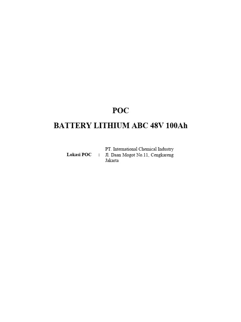 Uji Kapasitas Baterai Lithium ABC 48V | PDF