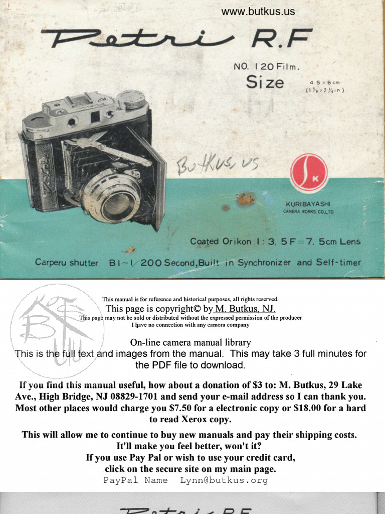 Petri RF | PDF | Shutter (Photography) | Camera