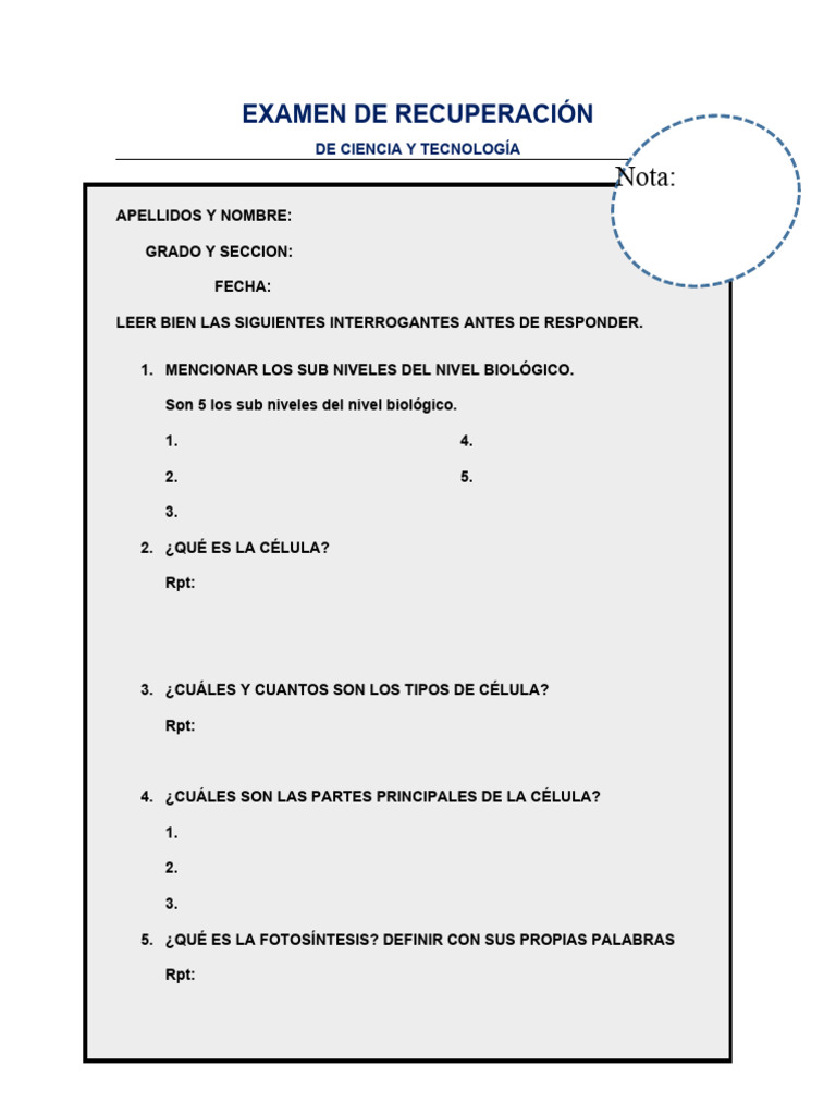 Examen de Recuperación | PDF