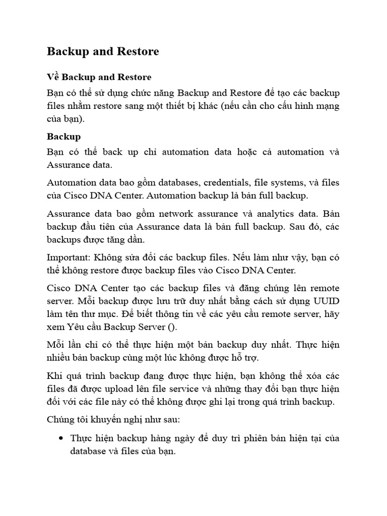 Backup and Restore | PDF