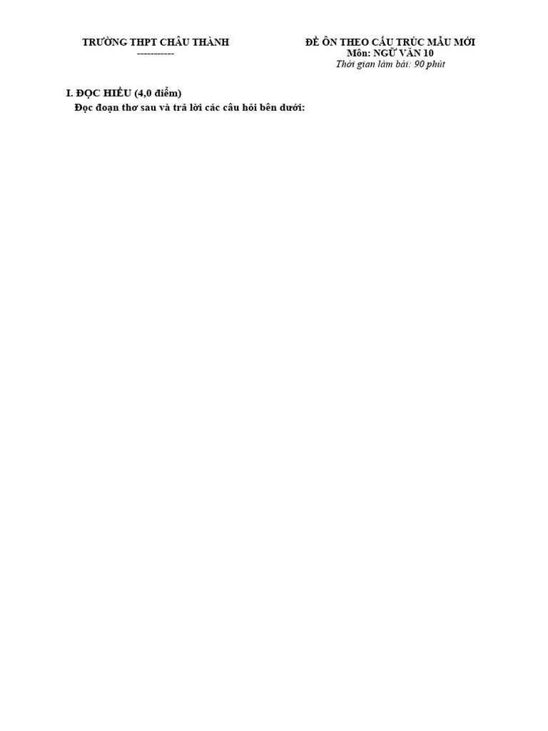 De On Giua Ki Ii Lop 10 Mau Bo HS | PDF