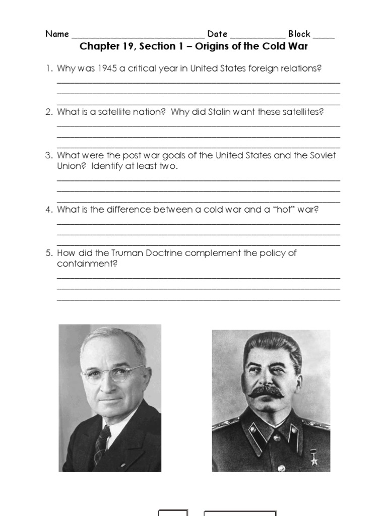 Chapter 19, Section 1 - Origins of The Cold War | PDF | Aftermath Of ...