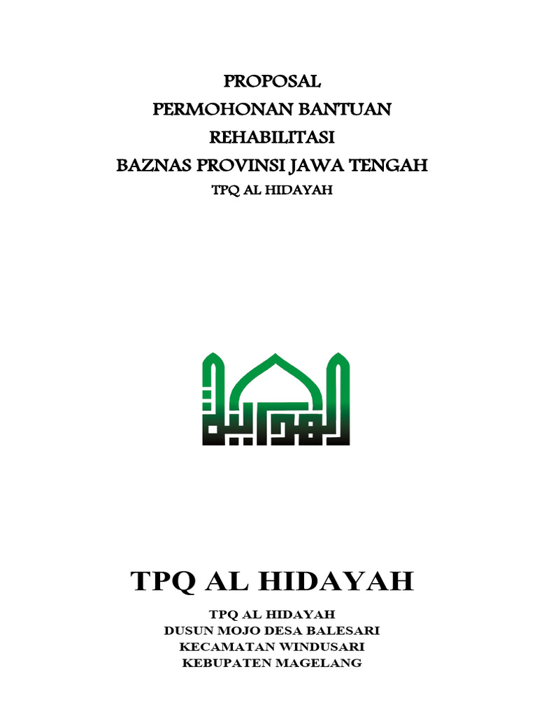 Proposal Rehabilitasi TPQ Al Hidayah | PDF