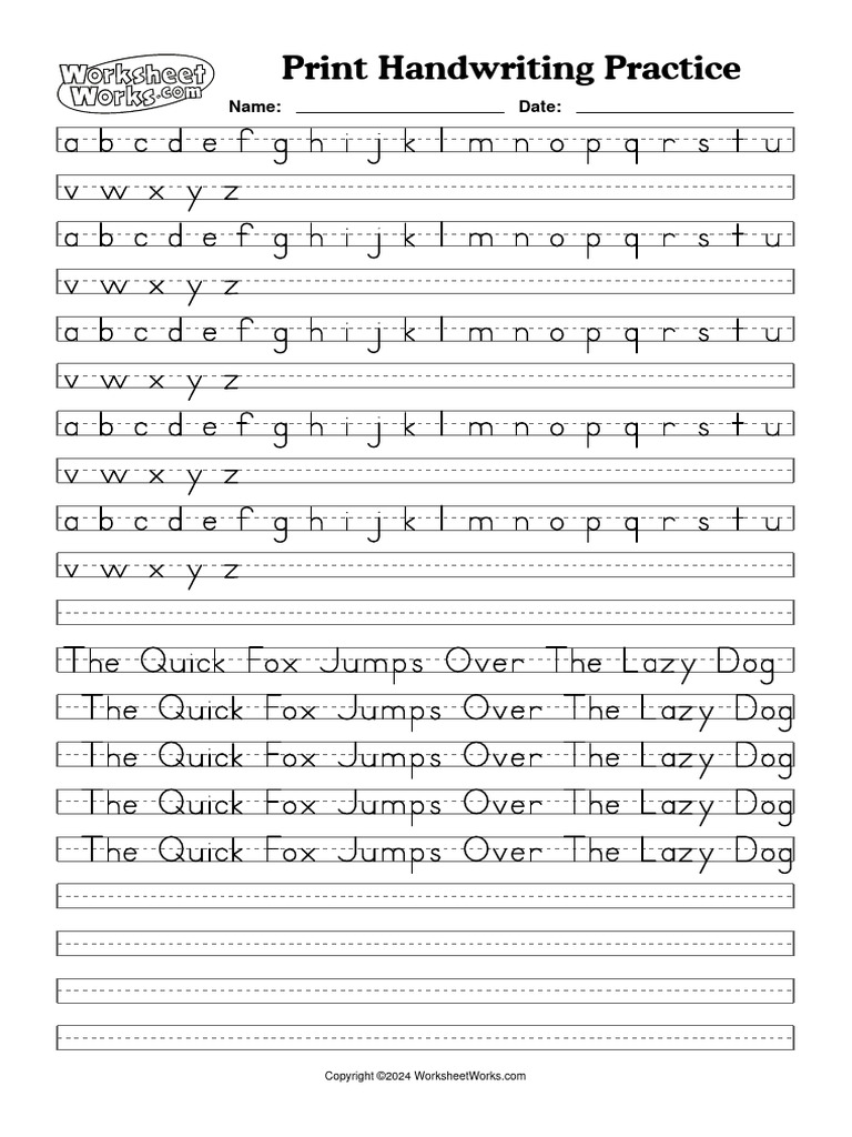 WorksheetWorks Print Handwriting Practice 5 | PDF