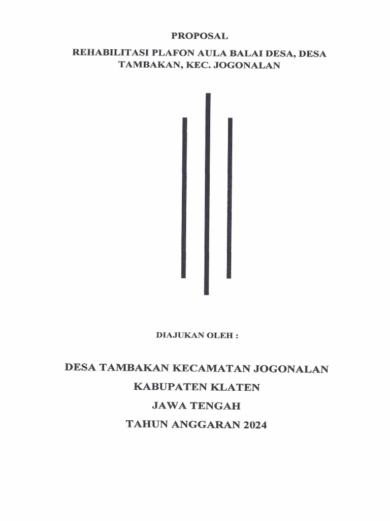 Proposal Rehab Plafon Aula Balai Desa Tambakan | PDF