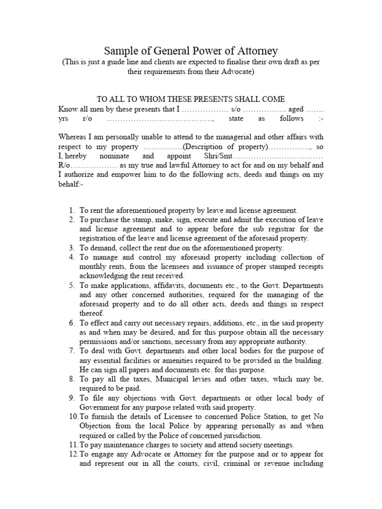 Draft POA | PDF | Lawyer | Taxes