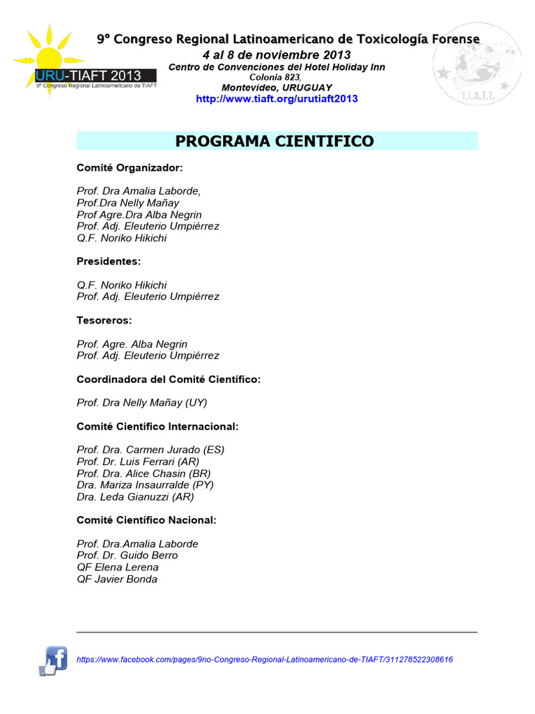 Programa Cientifico Urutiaft2013 | Descargar gratis PDF | Ciencia medioambiental | Seguridad y ...