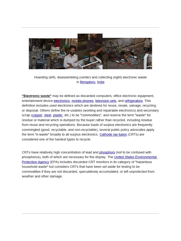 E Waste | Download Free PDF | Electronic Waste | Recycling