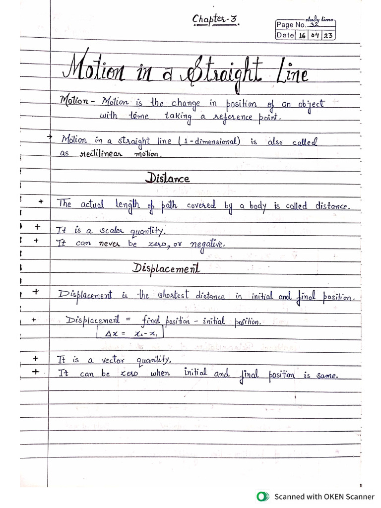 Motion in straight line | PDF