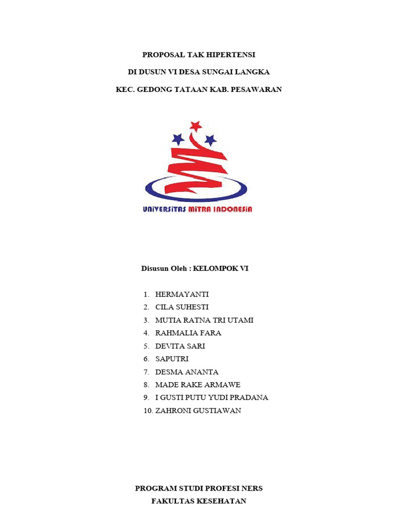 PROPOSAL TAK HIPERTENSI Kelompok IV | PDF