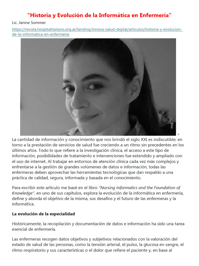 Historia y Evolución de La Informática en Enfermería | PDF | Enfermería | Informática