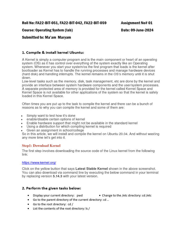 OS Lab Assignment Final | PDF | Kernel (Operating System) | Operating System