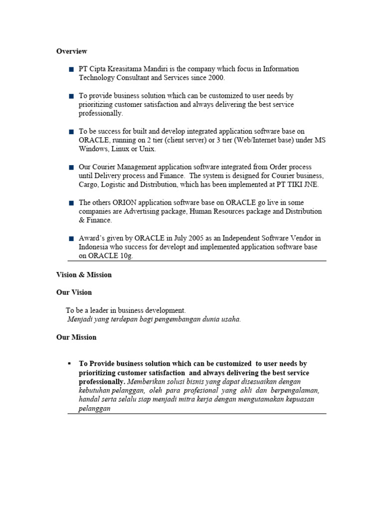 oRION cOMPANY | PDF | Oracle Corporation | Application Software