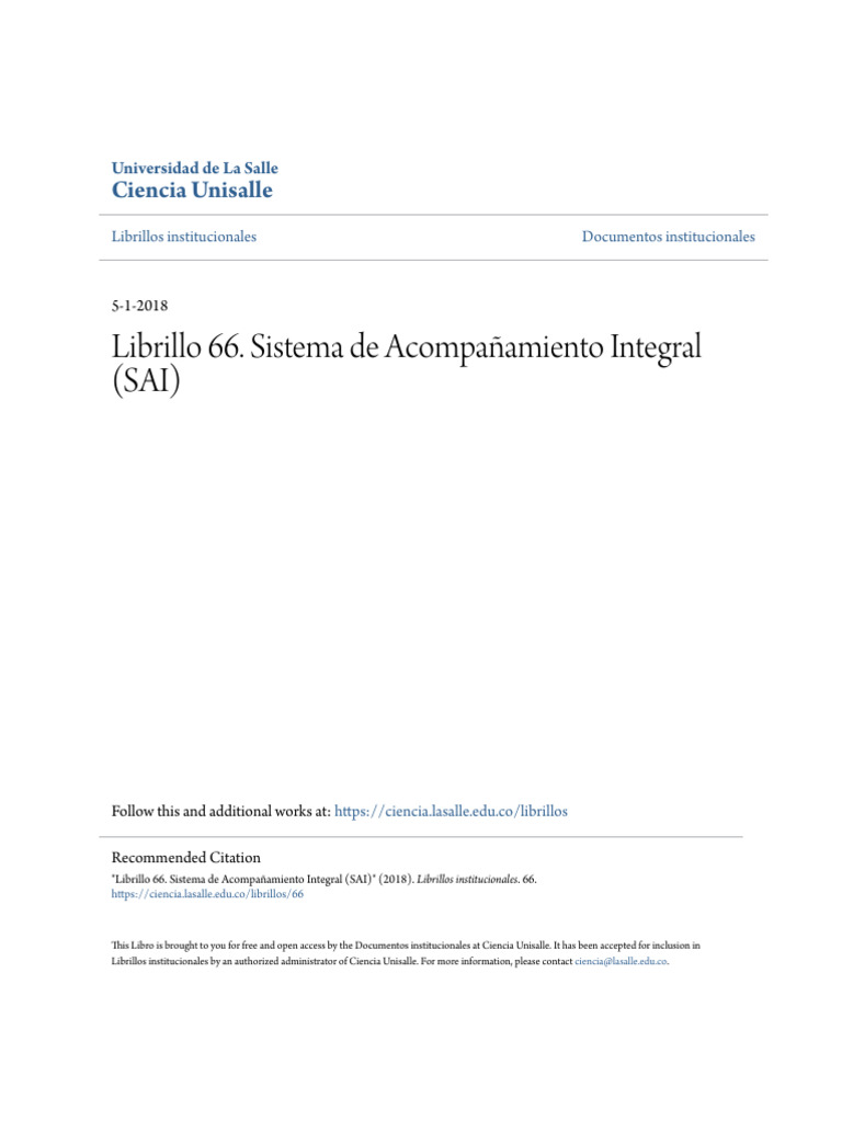 Librillo 66. Sistema de Acompañamiento Integral (SAI) | PDF | Evaluación | Aprendizaje
