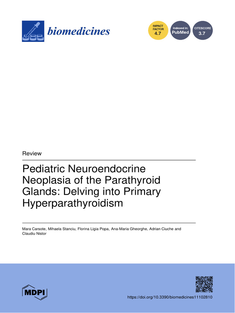 Pediatric Neuroendocrine Neoplasia of the Parathyroid Glands: Delving into Primary ...