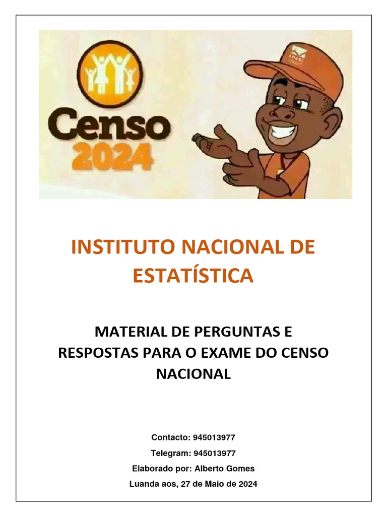 CENSO 2024 - TODO CONTEÚDO | Download grátis PDF | Censo | Cidade