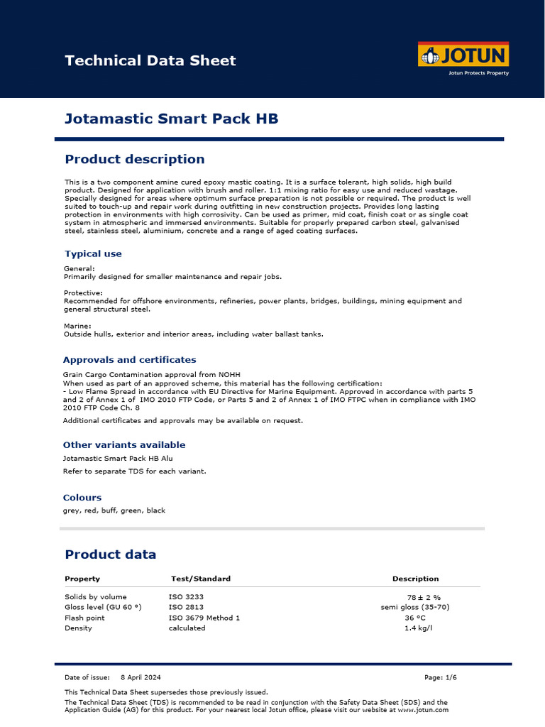 TDS 34802 Jotamastic Smart Pack HB Euk GB | PDF | Abrasive | Epoxy