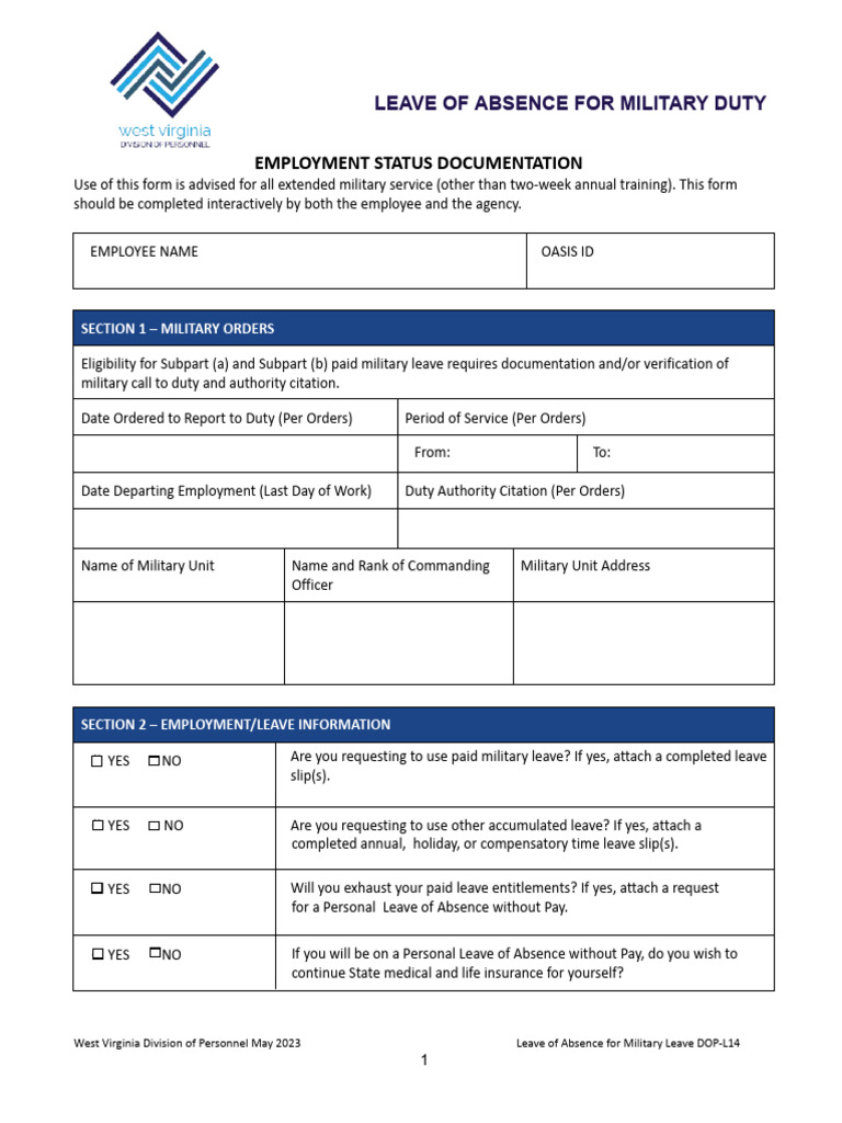 MilitaryLOAEmpStatus 2 | PDF | Employment | Insurance