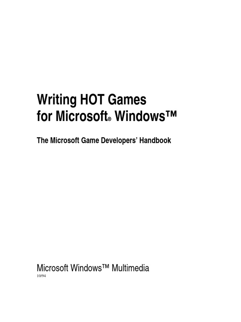 Writing HOT Games For Microsoft Windows™ | PDF | Microsoft Windows | Personal Computers