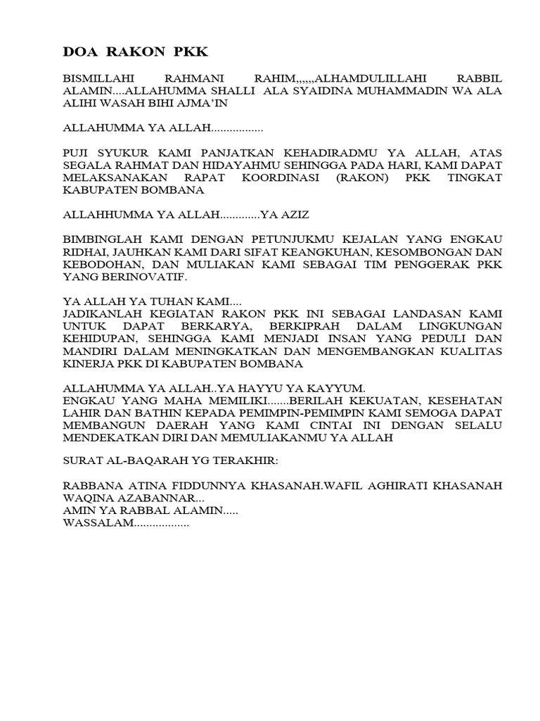 Doa Rakon PKK | PDF
