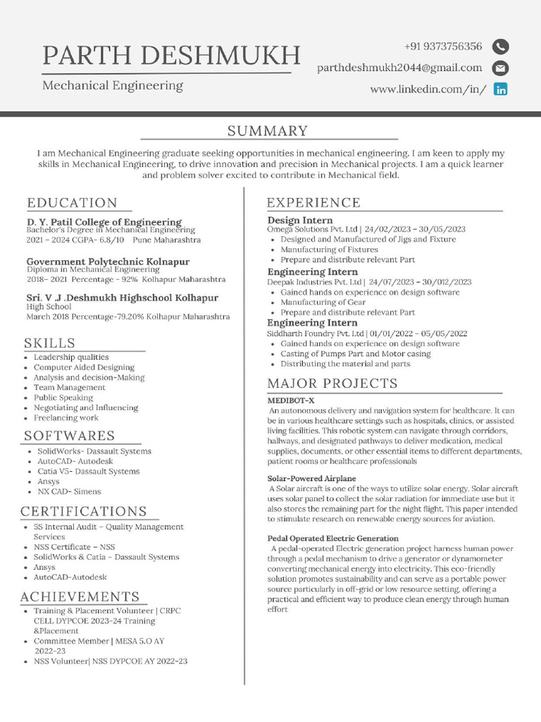 Parth Deshumkh Resume 1 | PDF