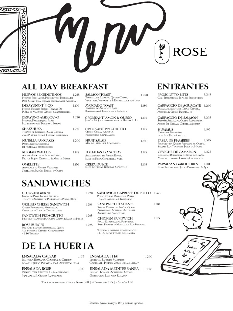 MENU NEW ROSE-merged 1 | PDF | ensalada | Caramelo