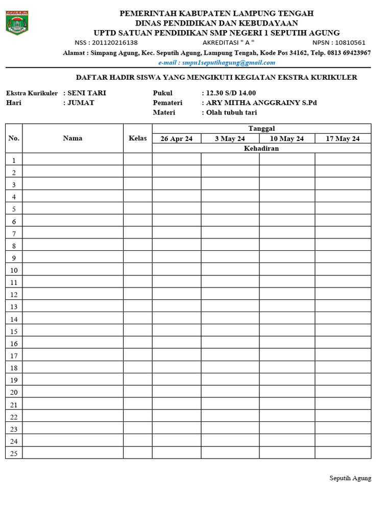 Absen Ekskul Maret | PDF