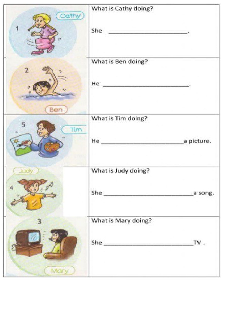 Present Progressive Worksheet 3 | PDF