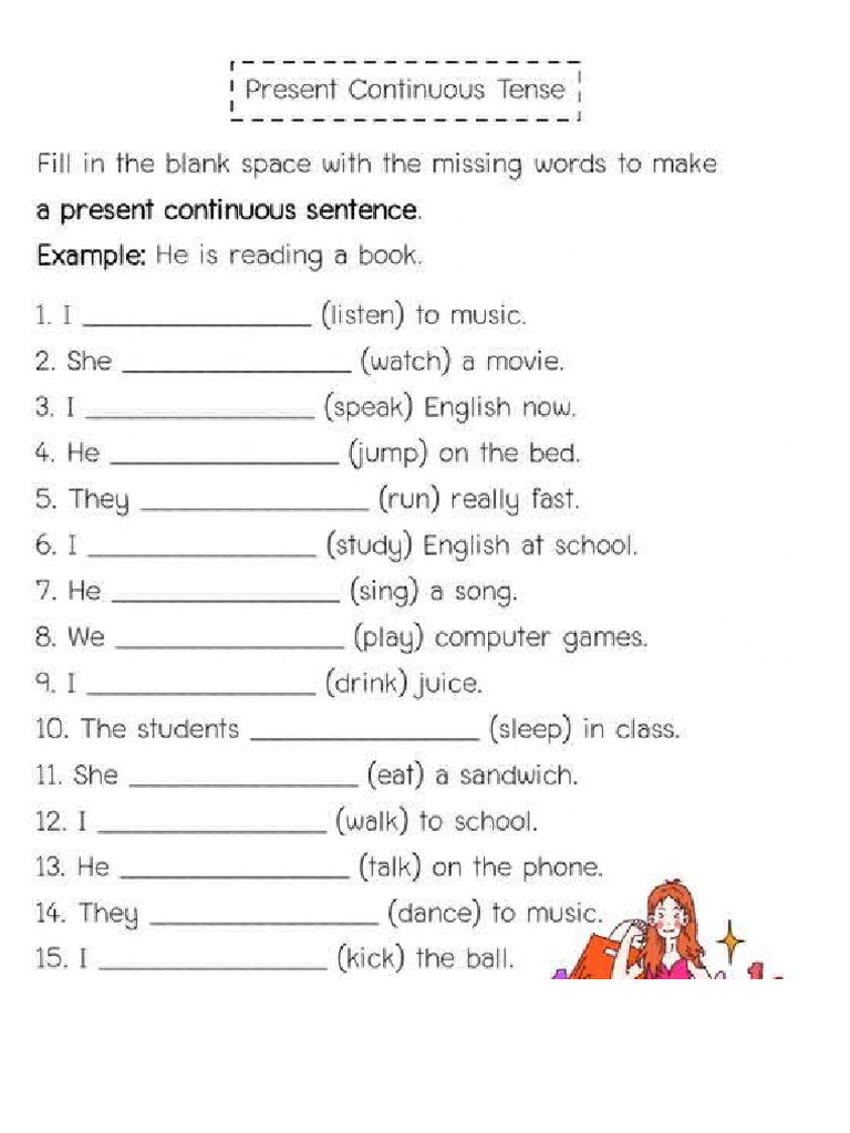 Present Progressive Worksheet 5 | PDF