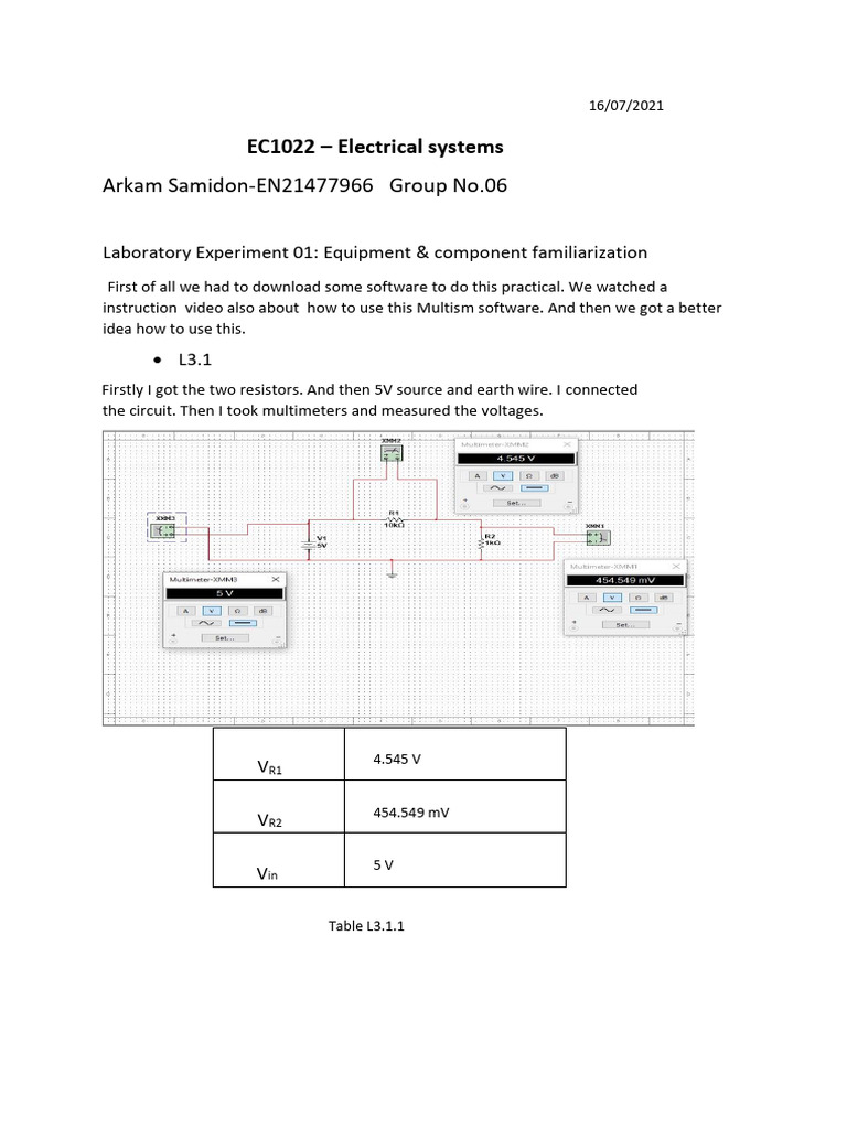 Log Book Work 1 | PDF | Electrical Network | Voltage