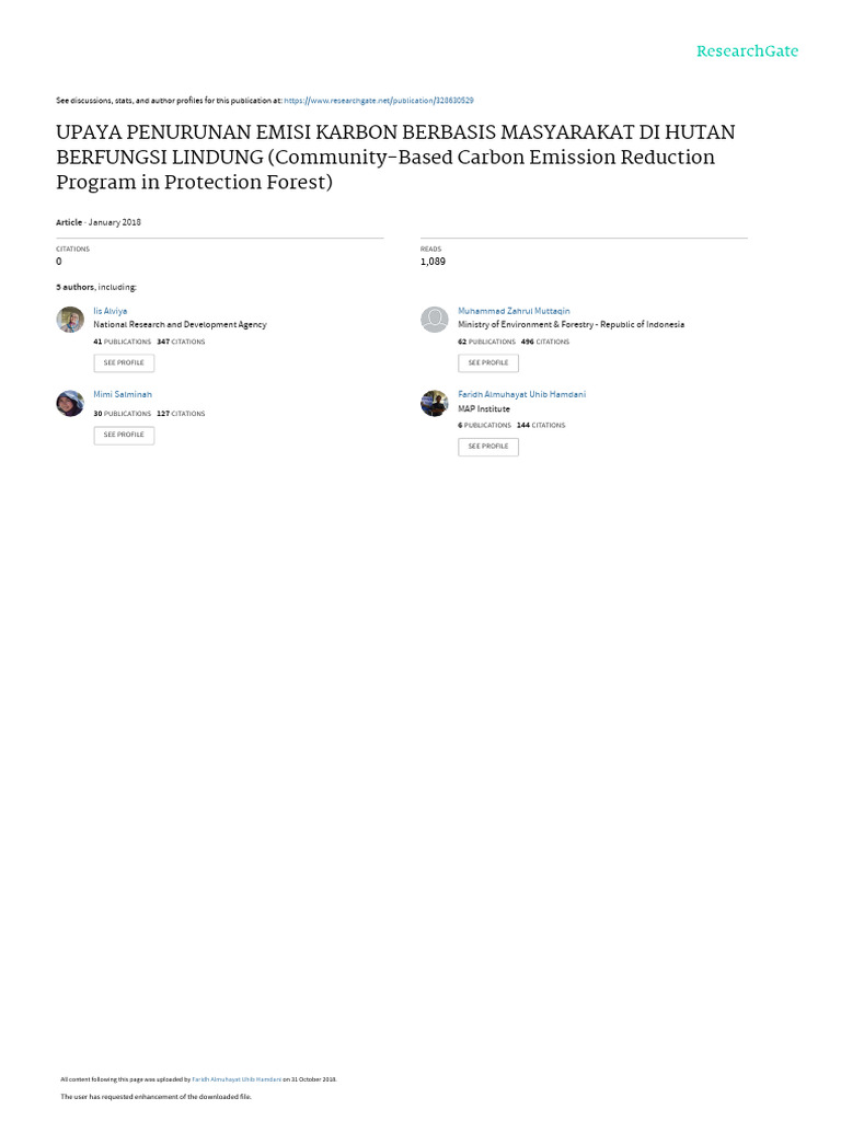 Upaya Penurunan Emisi Karbon Berbasis Masyarakat Di Hutan BERFUNGSI ...