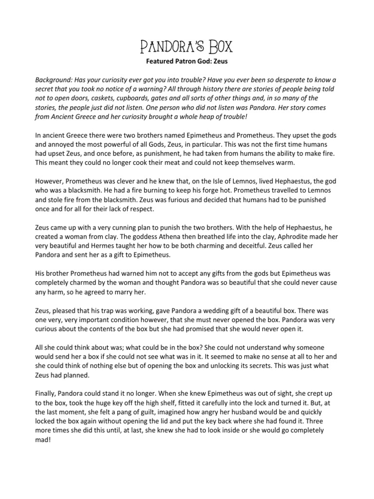 Pandora's Box | Download Free PDF | Prometheus | Mythology