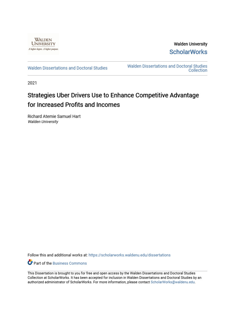 Strategies Uber Drivers Use To Enhance Competitive Advantage For | PDF ...