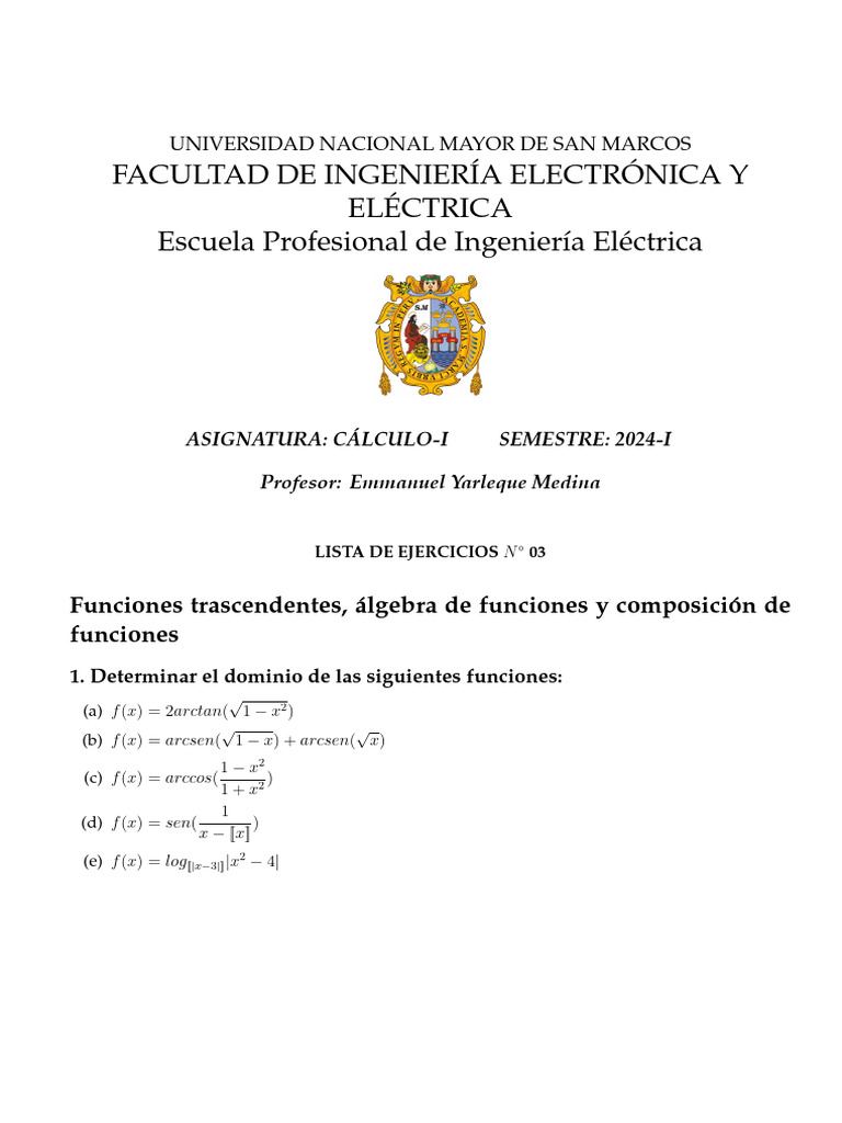 Calculo 1 Lista-Ejercicios03 | PDF | Matemáticas | Análisis matemático