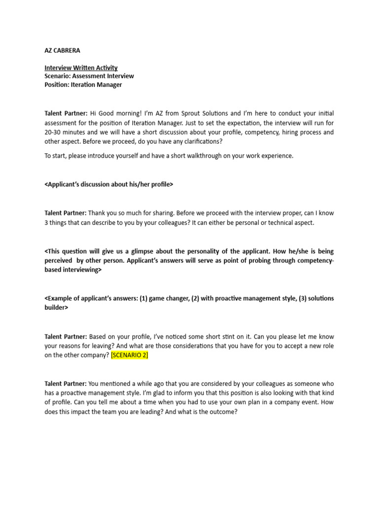 AZ Cabrera - Interview Written Activity | PDF | Communication | Human Communication
