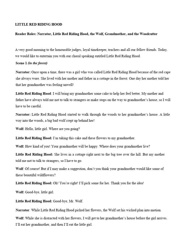 Choral Speaking Scripts | PDF | Little Red Riding Hood