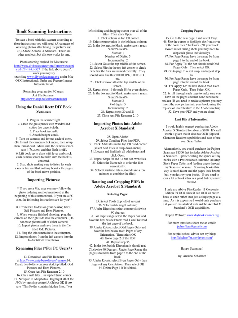 Book Scanning Instructions 3.25.14 | PDF | Image Scanner | Computer File