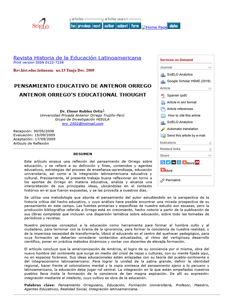 Pensamiento Educativo de Antenor Orrego | PDF | Enseñando | Maestros