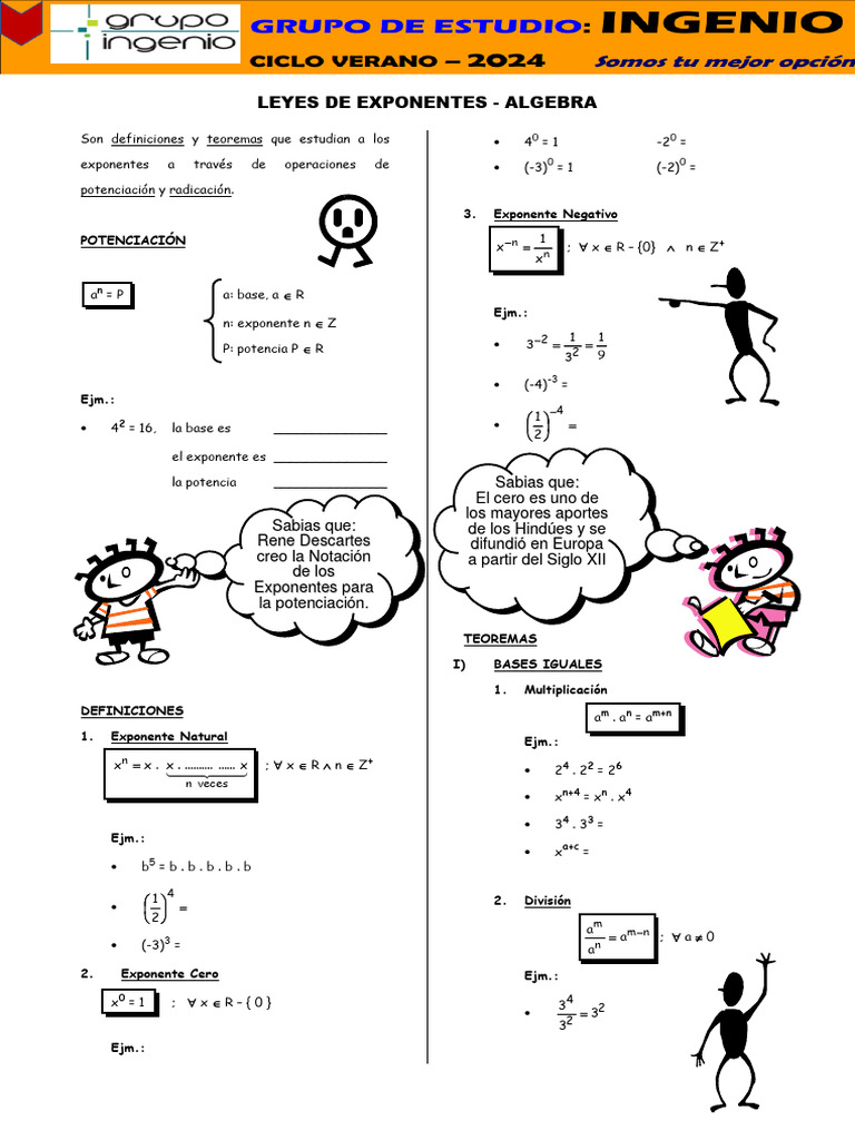 Leyes de Exponentes en Álgebra | PDF | Exponenciación | Álgebra