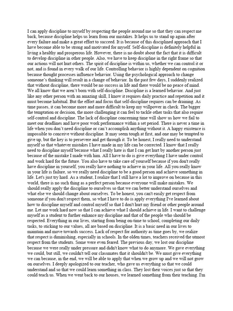 1k words | Download Free PDF | Disciplines | Self-Management