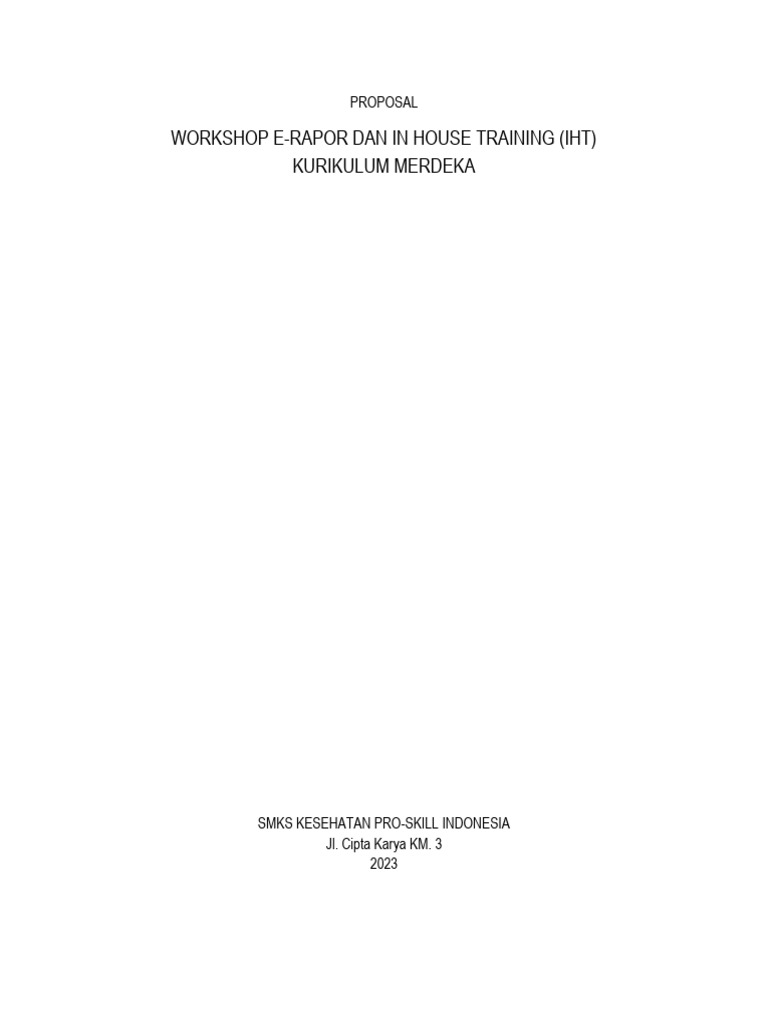 PROPOSAL WORKSHOP DAN IHT | PDF