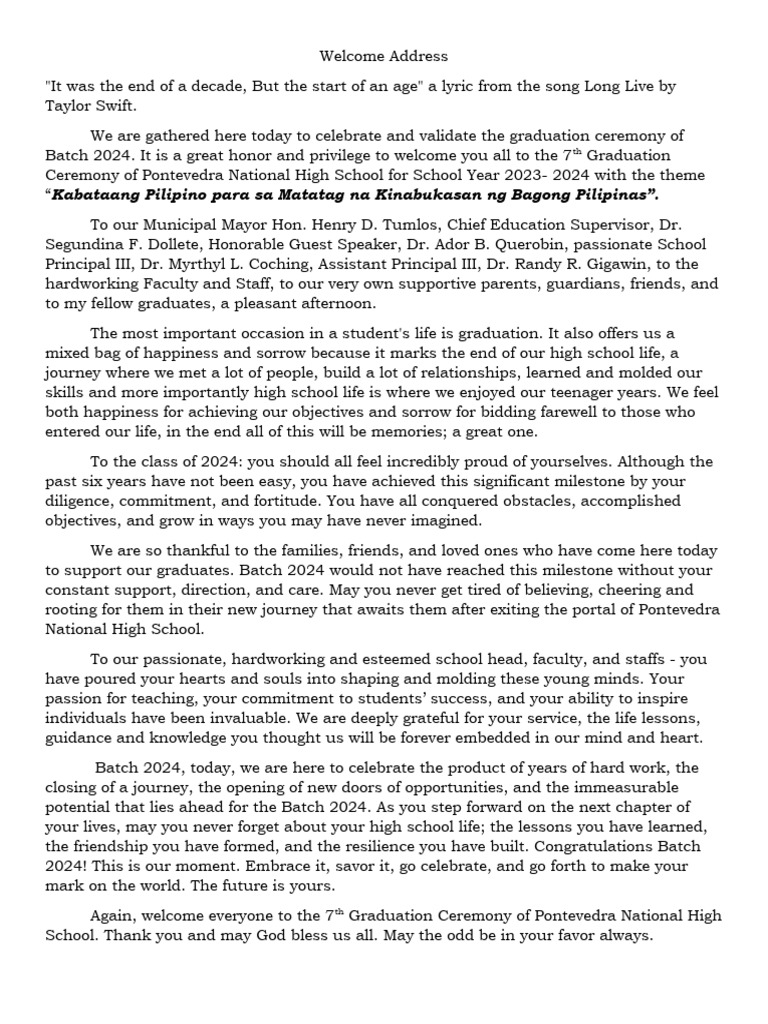 Welcome-Address | PDF