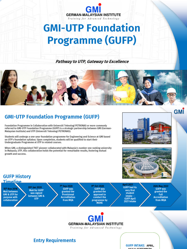 GMI-UTP Foundation Programme Overview | PDF | Educational Stages