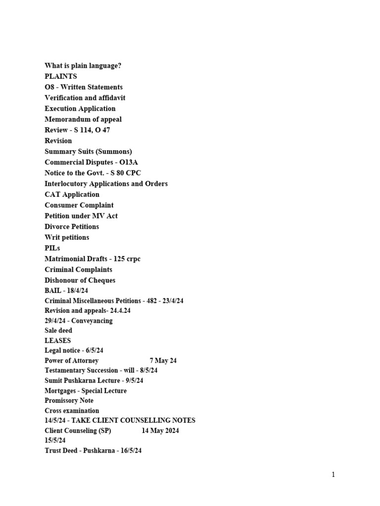 Drafting Notes 5 | PDF | Lawsuit | Judgment (Law)