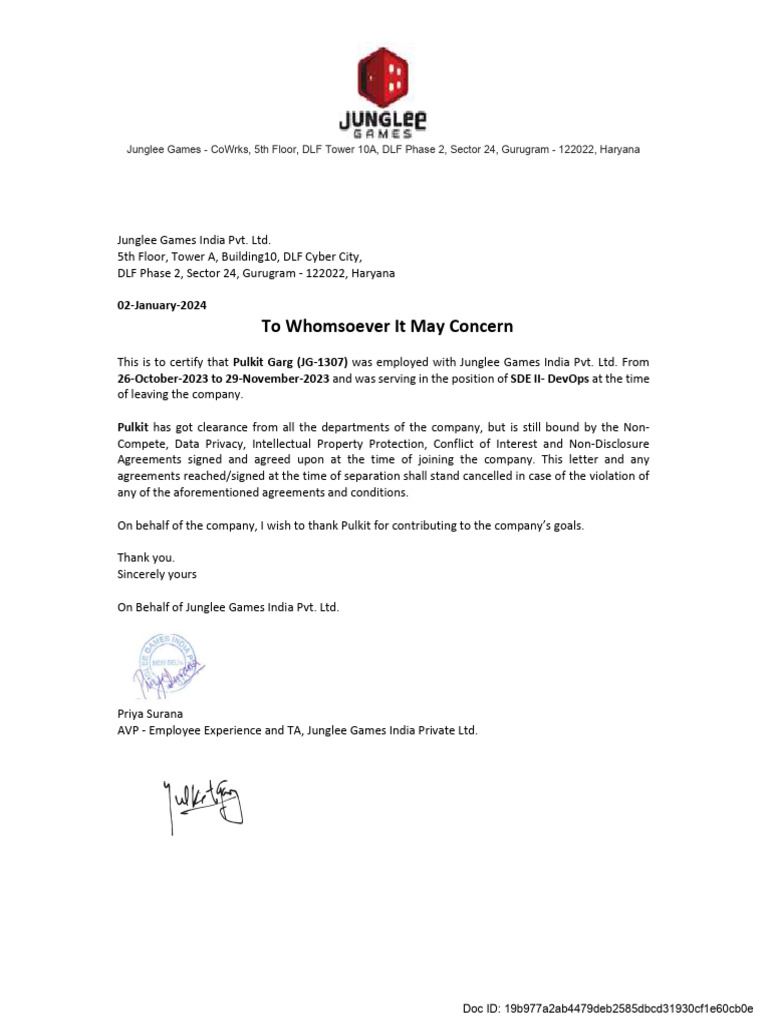 FNF Statement Experience Letter - Pulkit Garg | PDF | Tax Deduction ... FNF Statement Experience Letter - Pulkit Garg | PDF | Tax Deduction ...