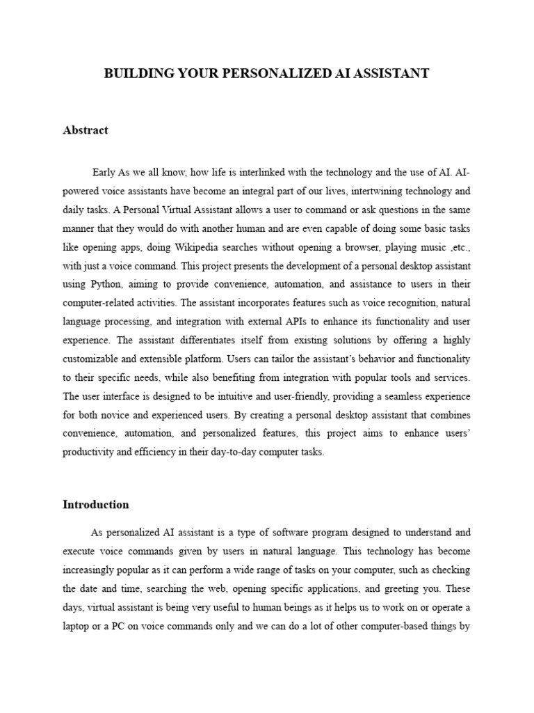 Building of Personalised AI Assistant | PDF | Artificial Intelligence ...