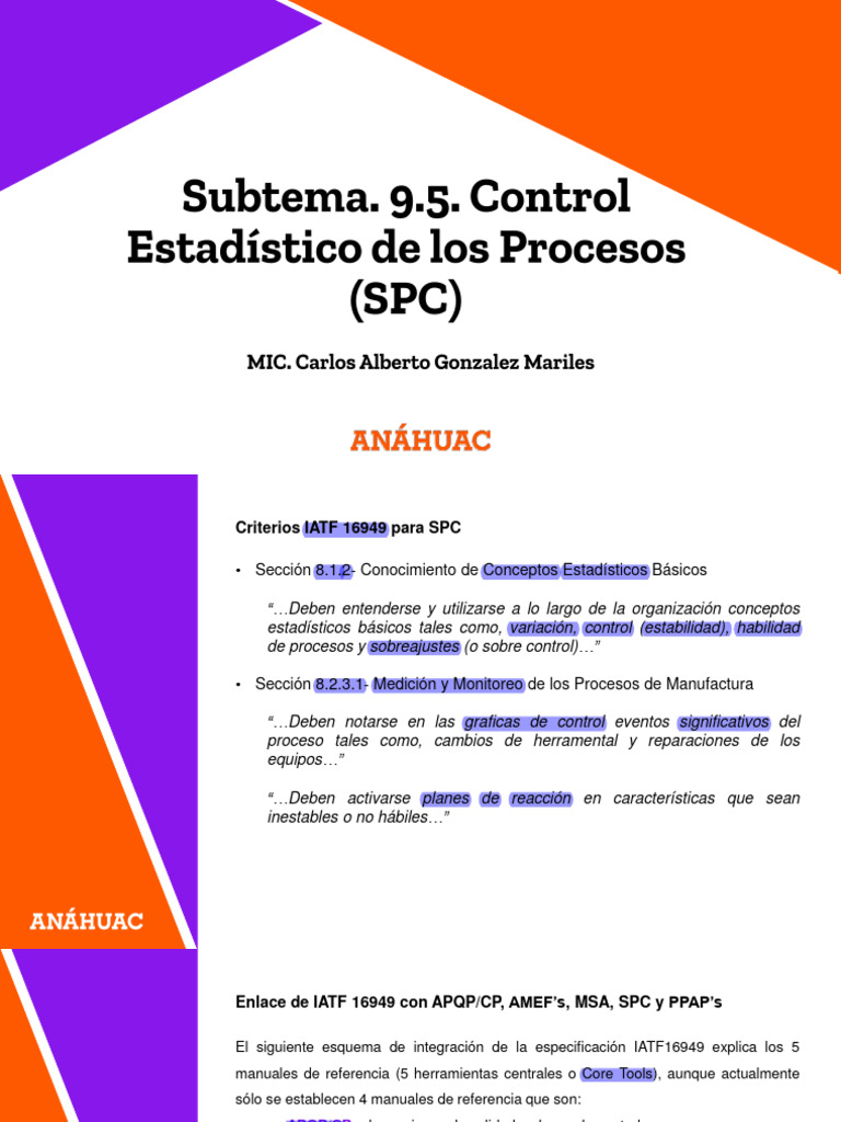 Subtema. 9.5. Control Estadístico de los Procesos (SPC) | Descargar gratis PDF | Sistema de control